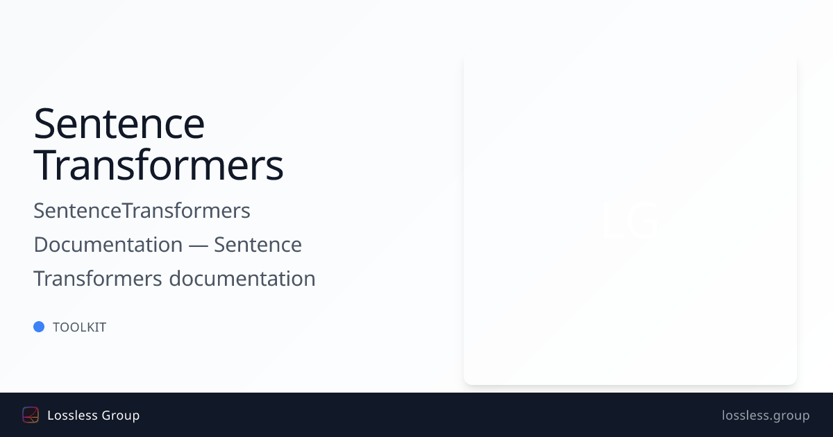 SentenceTransformers Documentation — Sentence Transformers documentation